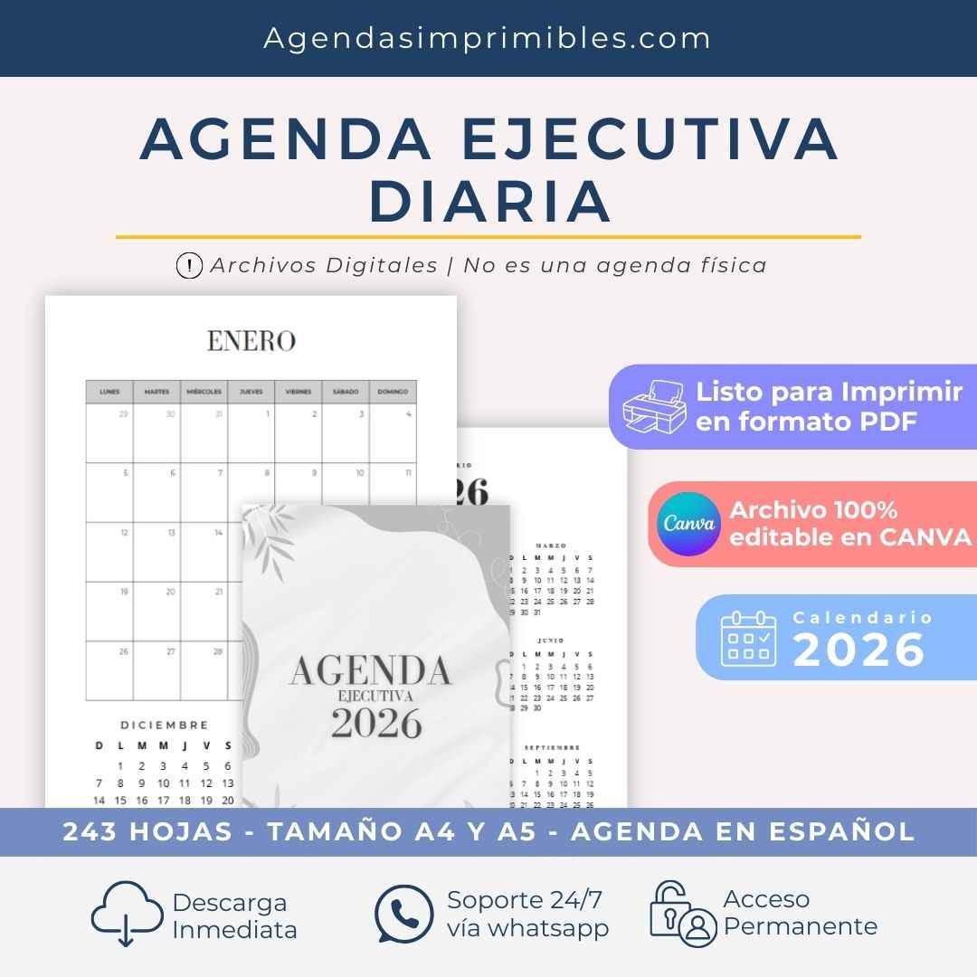 Agenda Ejecutiva Diaria | 2026 - Agendas Imprimibles