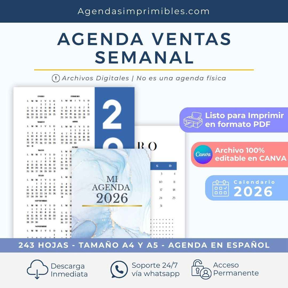 Agenda Ventas Semanal | 2026 - Agendas Imprimibles