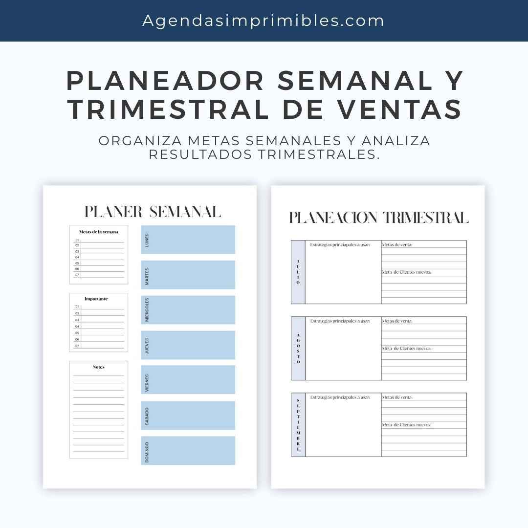 Agenda Ventas Semanal | 2026 - Agendas Imprimibles