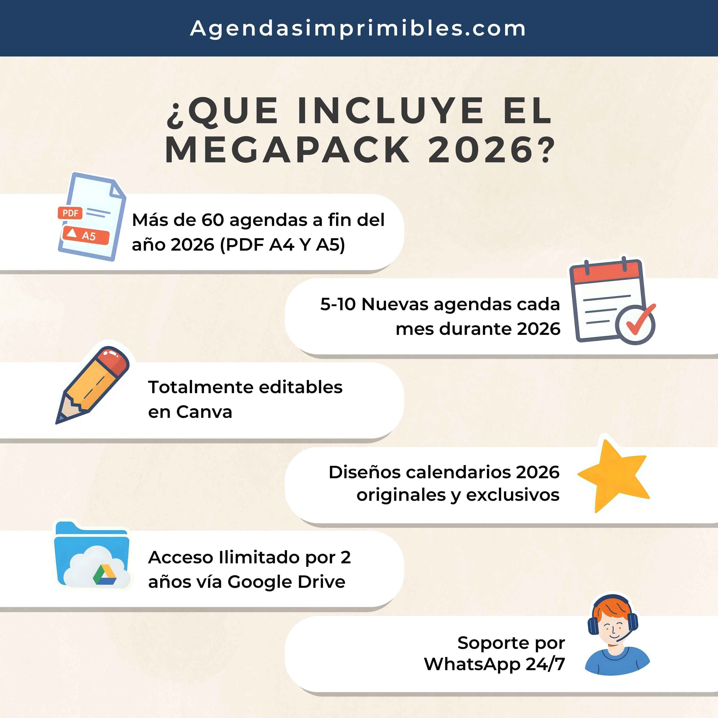 Agendas Imprimibles 2026 - MegaPack + Editable Canva