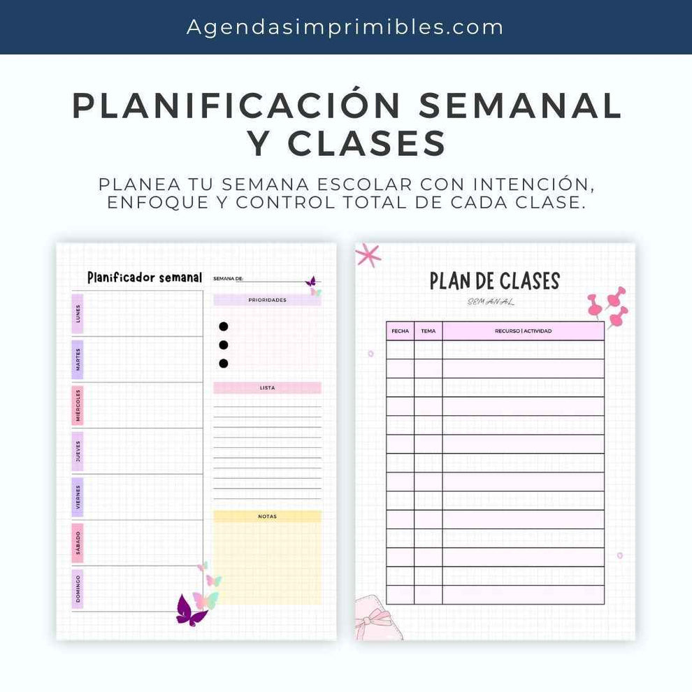 Agenda Docente Primaria Semanal | 2026 - Agendas Imprimibles