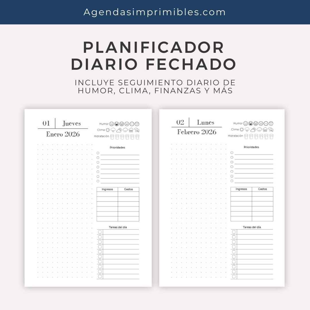 Agenda Ejecutiva Diaria | 2026 - Agendas Imprimibles